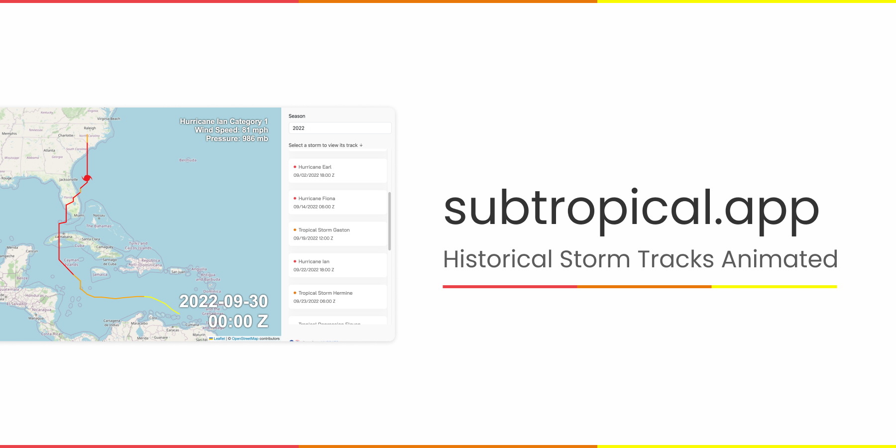 Historical Storm Tracks Animated | subtropical.app